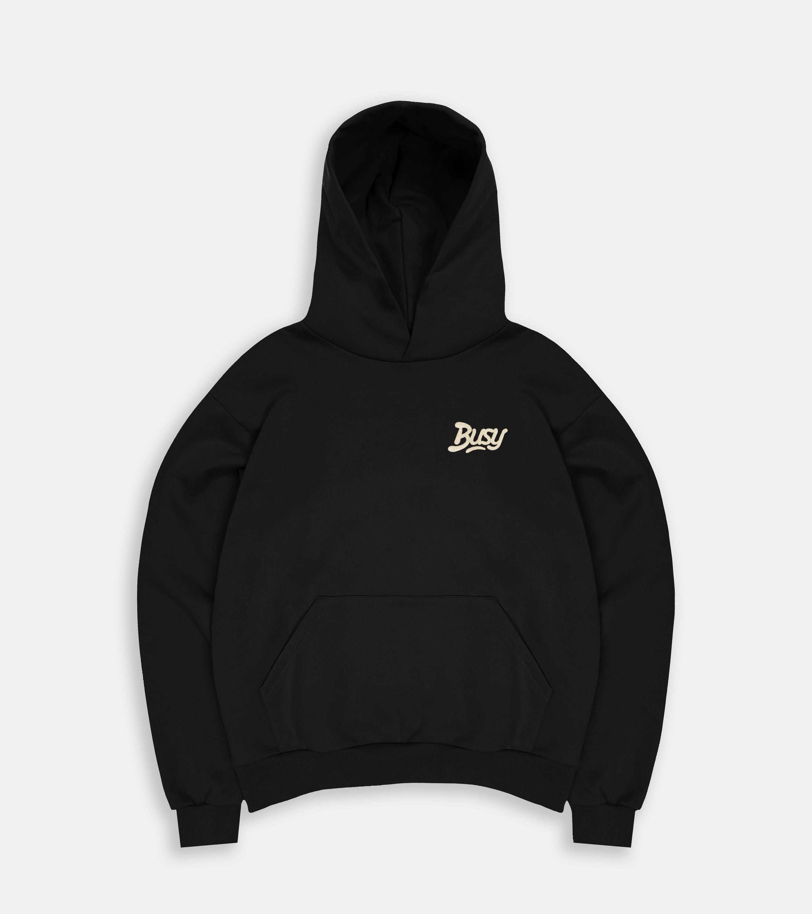 Chain Stitch Logo Hoodie - Black
